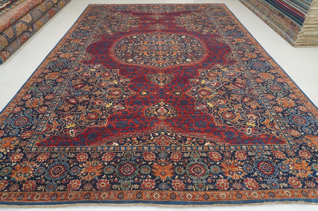 12x18 Red Blue Turkish Hereke Area Rug - Super Quality Hand Knotted ...