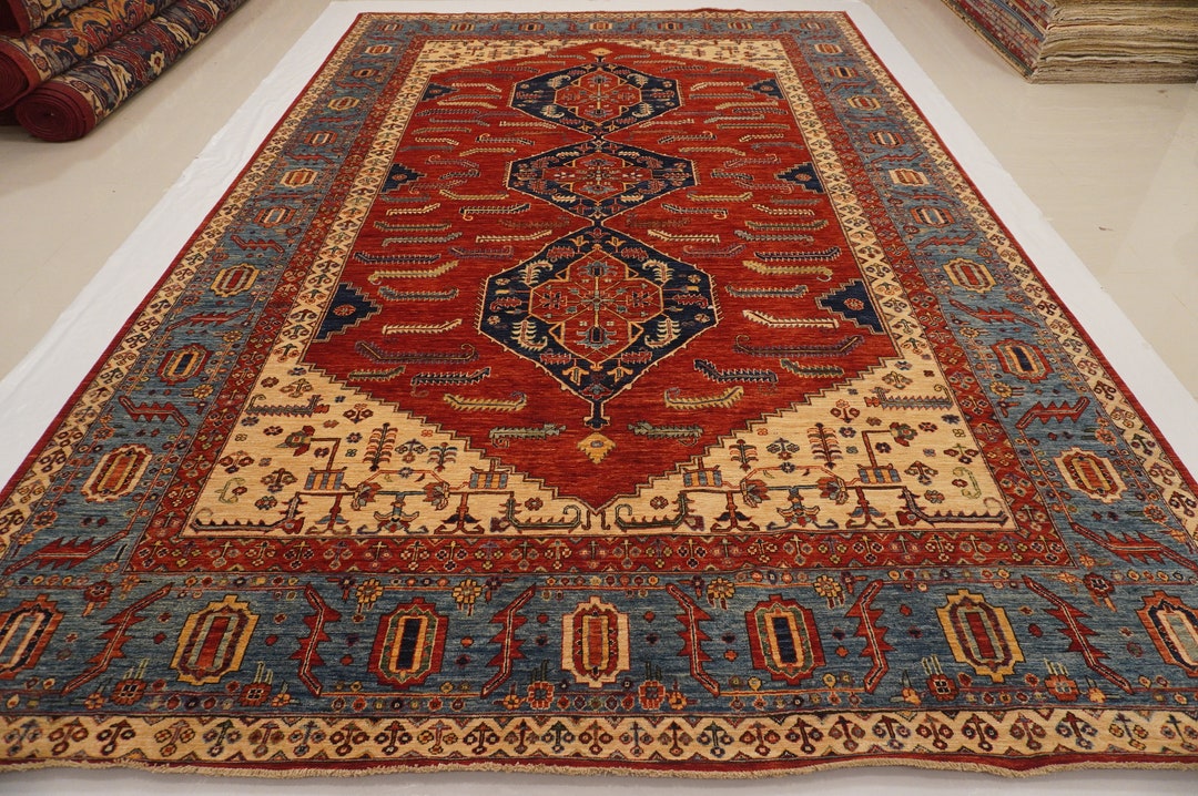 9x14 Heriz Rug - Rusty Red Persian Style Hand Knotted Veg Dyes Wool ...