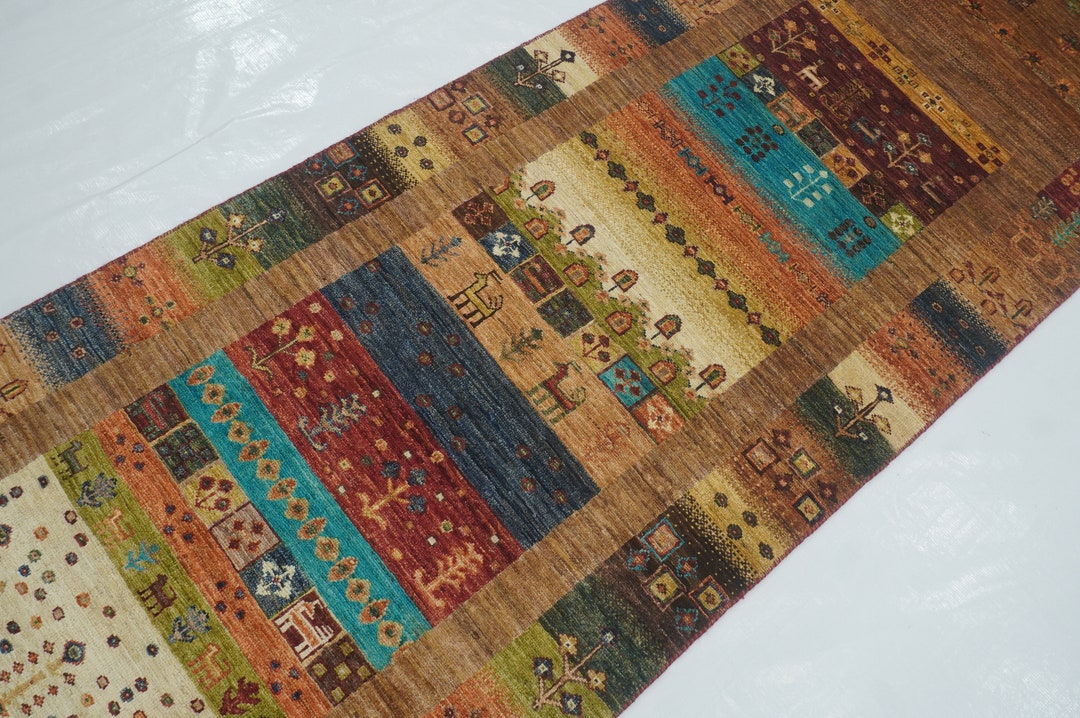 10 Ft Brown Gabbeh Runner Rug - Kashkuli Afghan Hand Knotted Wool ...