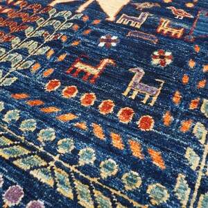 7x8 Navy Blue Tribal Rug - Qashqai Persian Style Hand Knotted Veg Dyes ...