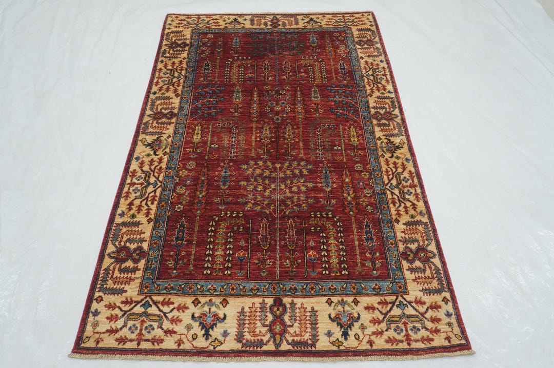 4x6 Red Afghan Bakhshaish Rug - Persian Style Hand Knotted Wool ...