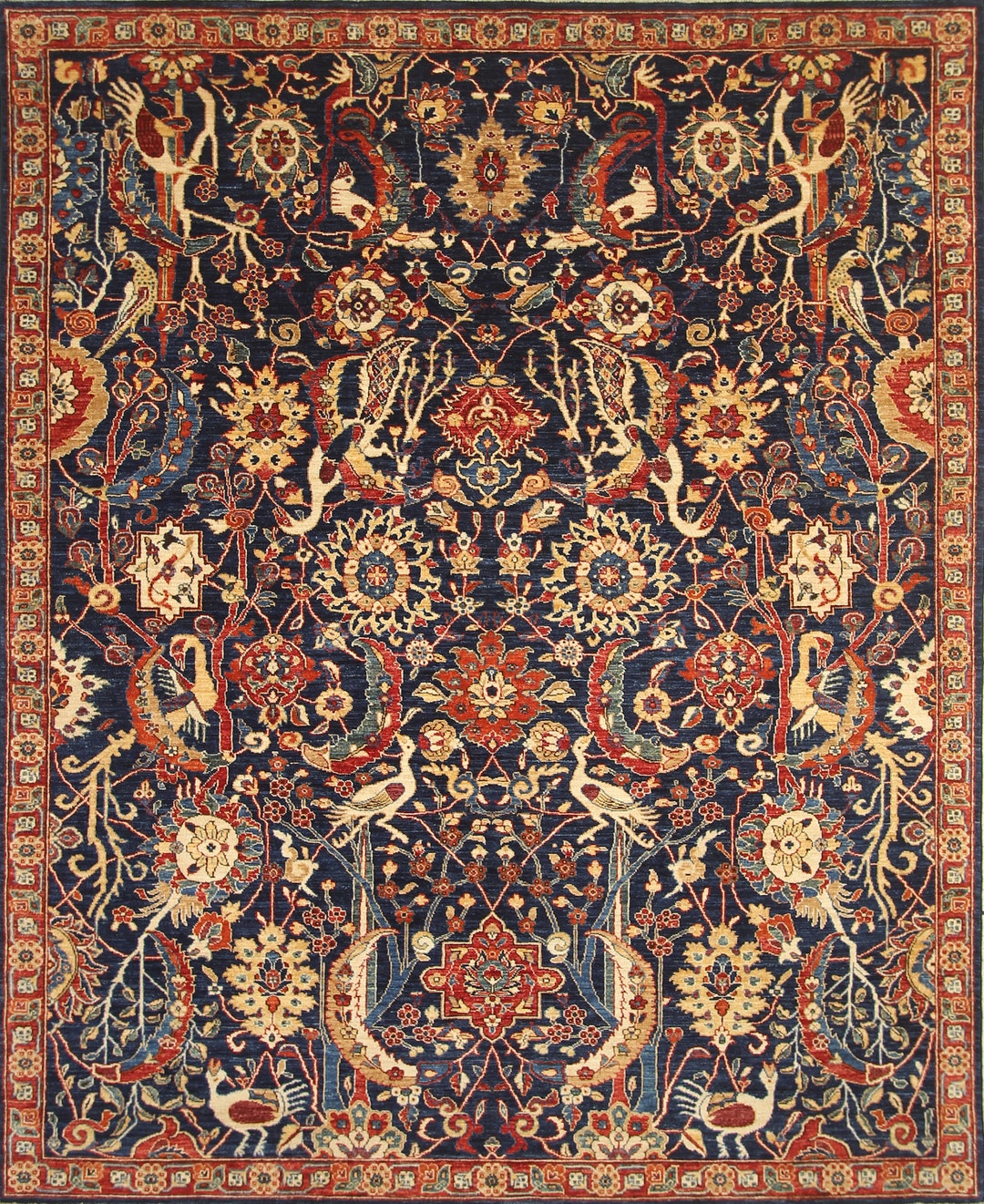 8x10 Bird Aryana Rug Navy Blue Afghan Qashqai Hand Knotted - Etsy
