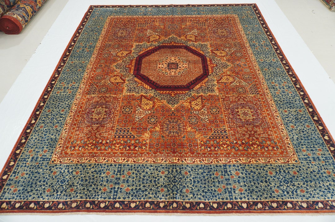 HOLD 8x10 Orange Mamluk Area Rug Rusty Orange Turkish High Quality Hand ...