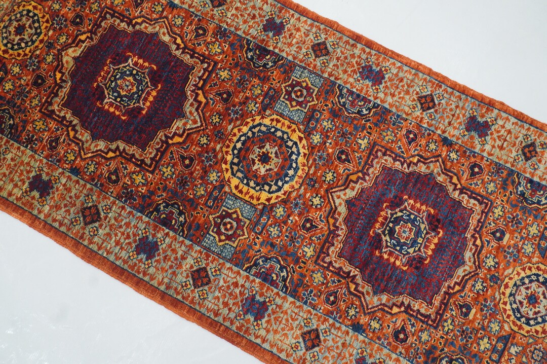 Mamluk Runner Rug: Rusty Orange Hand-knotted Wool Entryway Rug (2x5) - Etsy