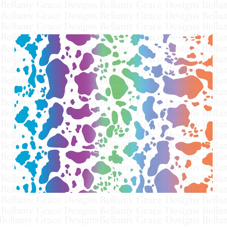 Rainbow Cow Print Transparent Background Cow Print, Sublimation Design ...
