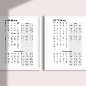 Complete Hiragana Katakana Charts Bundle, Printable Japanese Wall Decor ...