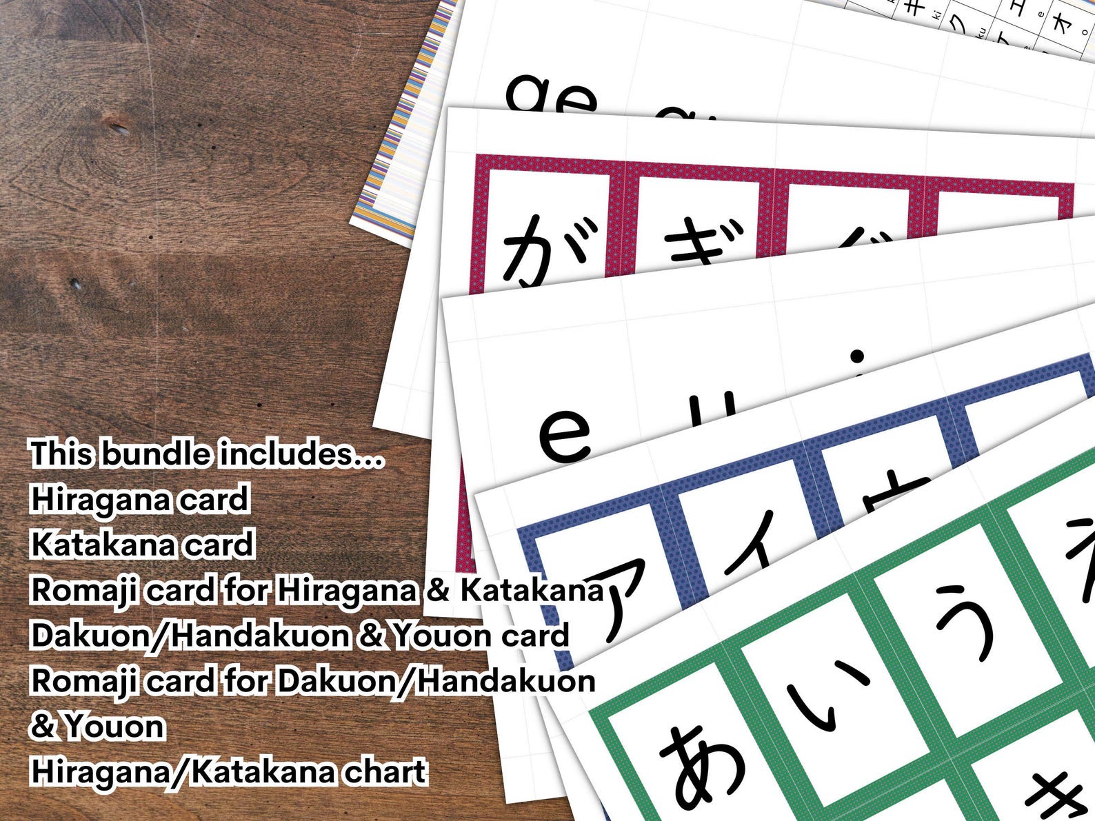 Hiragana Katakana Flashcard Bundle: Japanese Learning (printable PDF ...