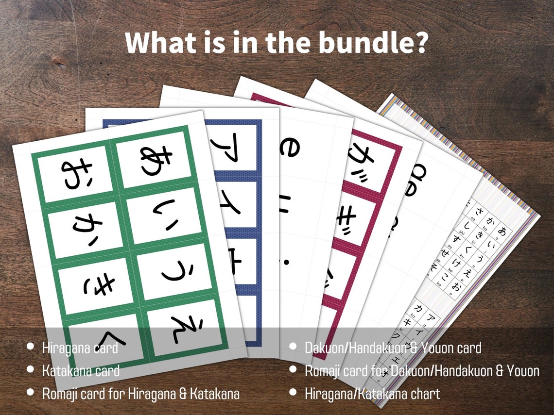 Hiragana Katakana Flashcard Bundle, Learning Japanese, Japanese ...