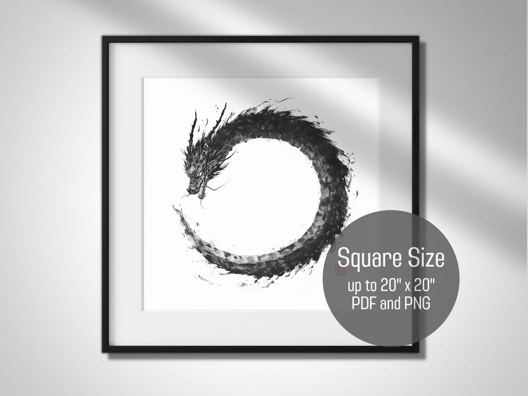 Japanese Dragon Enso Print: Minimalist Brushstroke Wall Art (digital ...