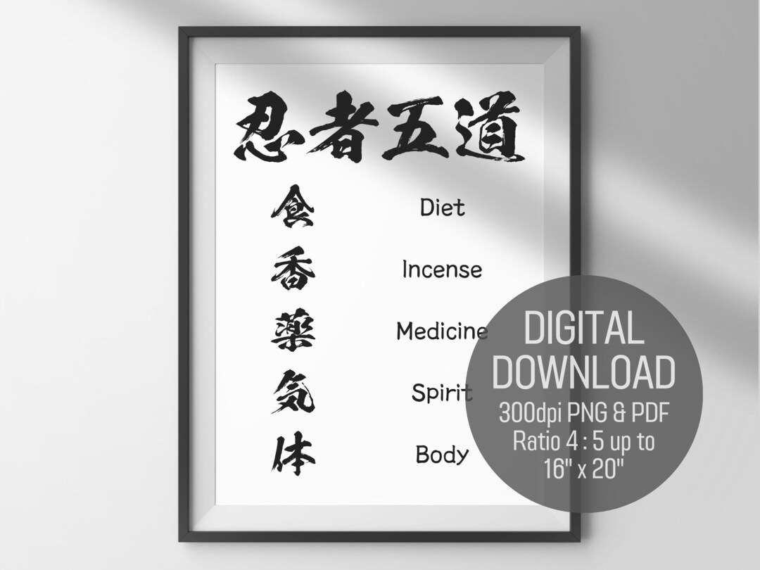 Ninja Godo Japanese Calligraphy Art Print (digital Download) - Etsy