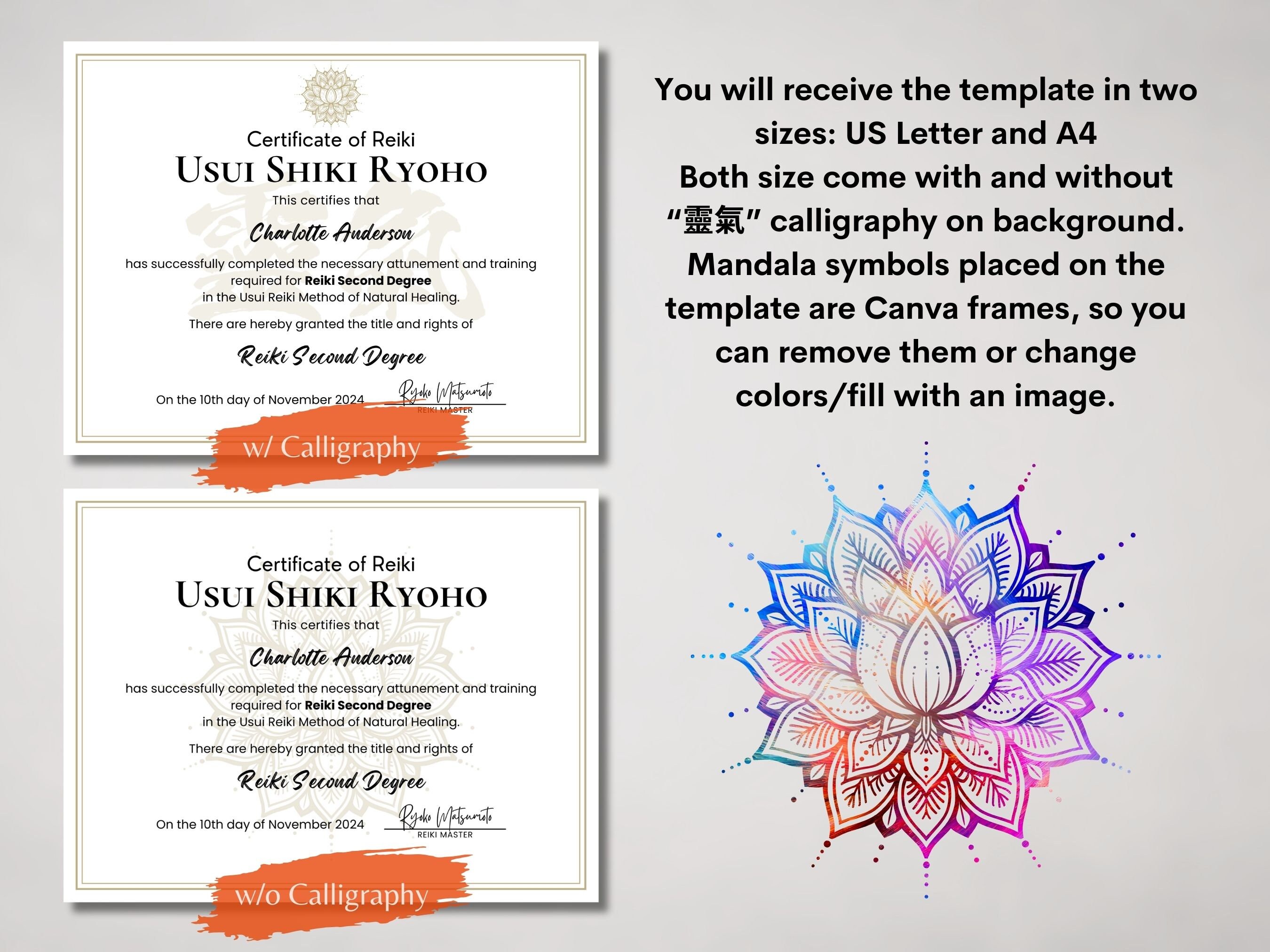 Editable Reiki Certificate Template Easy Canva Customization Perfect ...