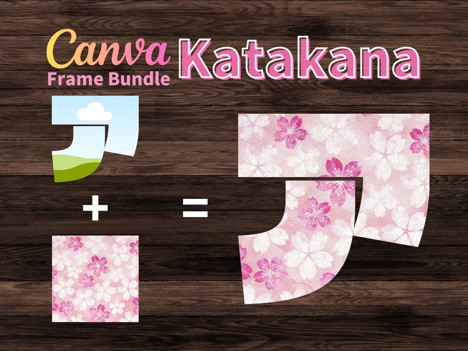 Katakana Canva Frame Template, Japanese Katakana Canva Frame: Simple ...