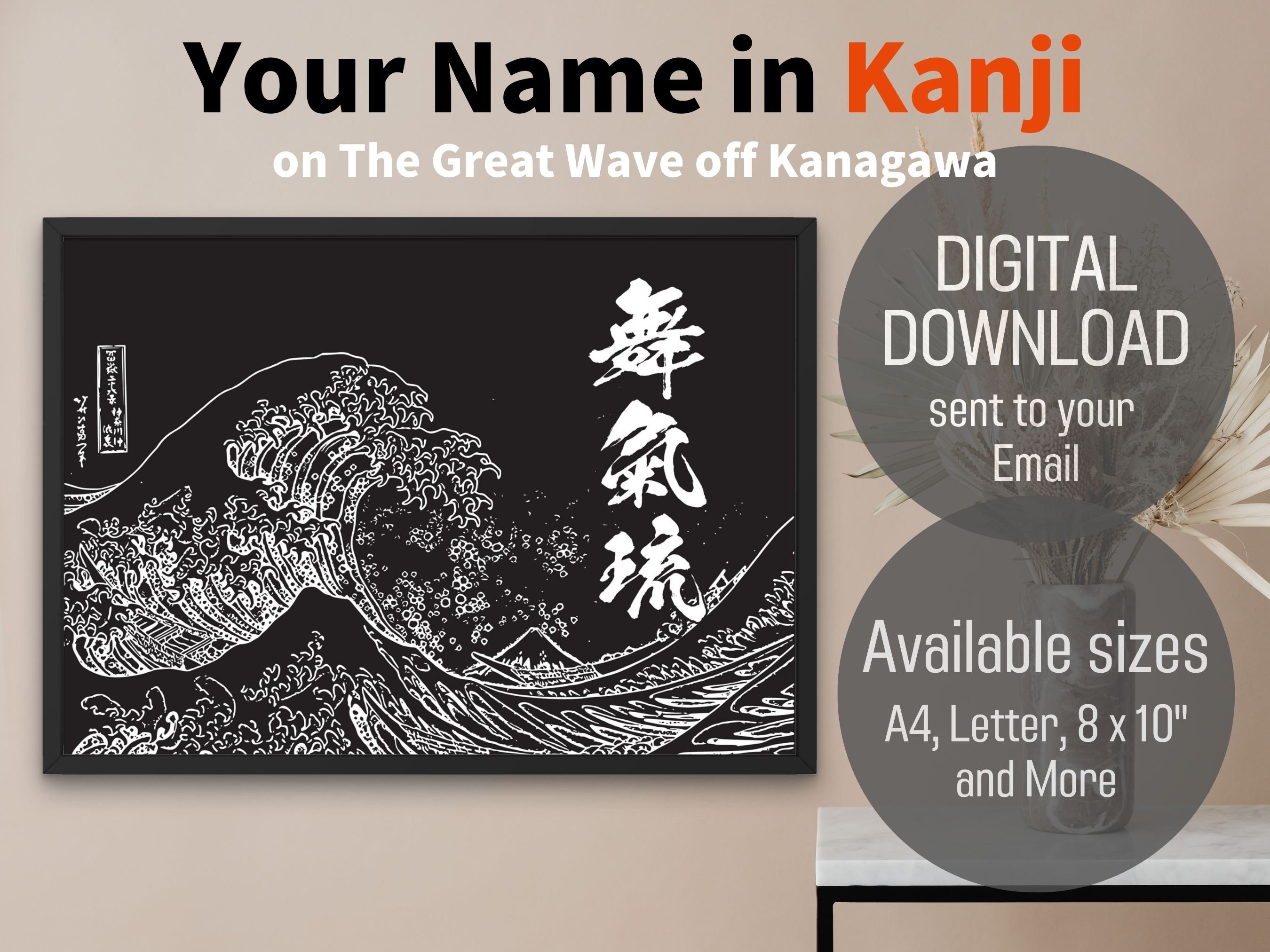 Your Name in Kanji on the Great Wave off Kanagawa, Your Name in ...