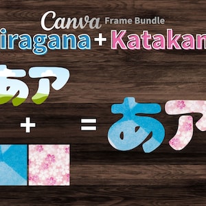 Hiragana and Katakana Canva Frame Template, Japanese Character Canva ...
