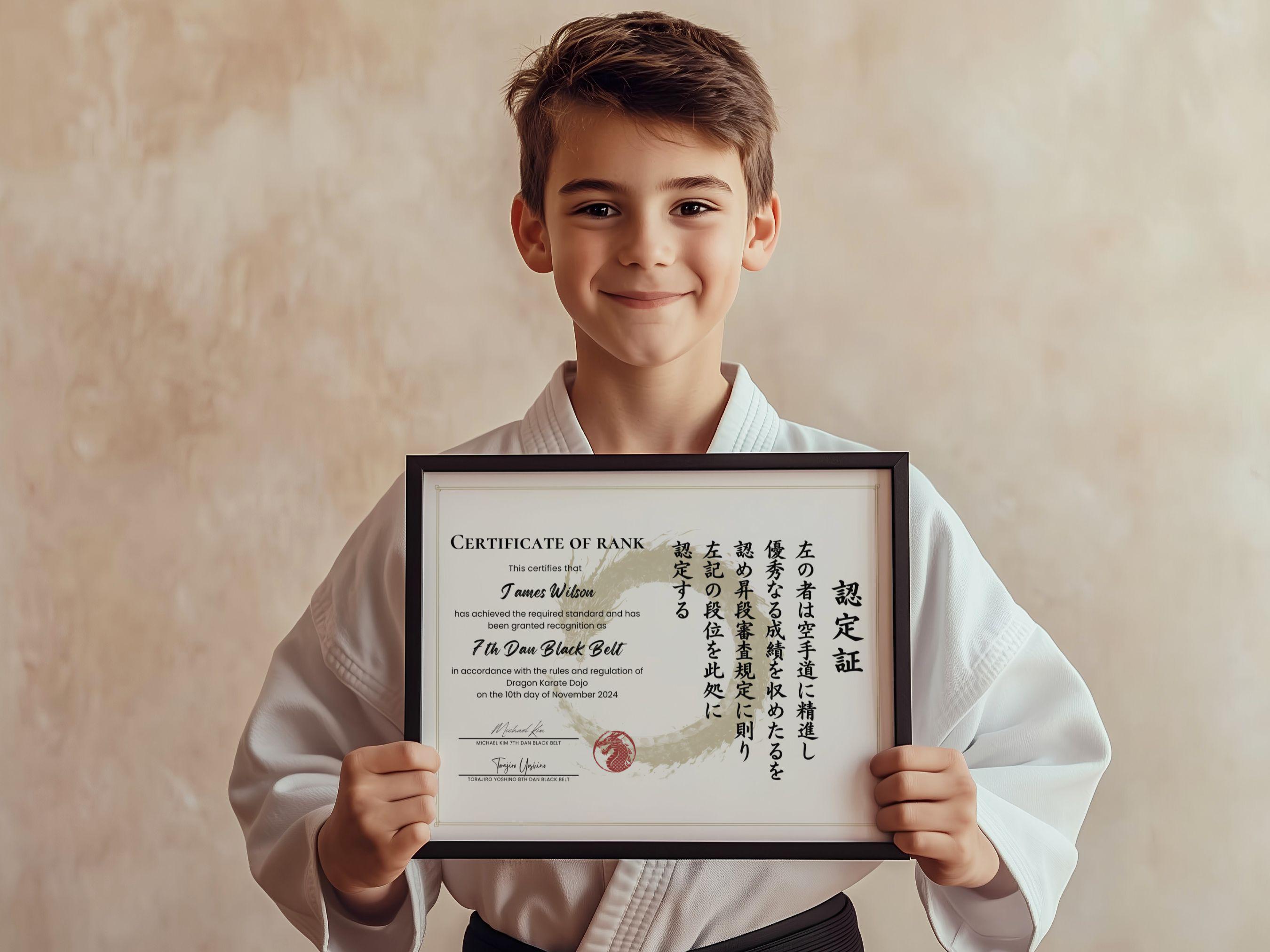 Editable Karate Rank Certificate: Dragon Enso Design (digital Download ...