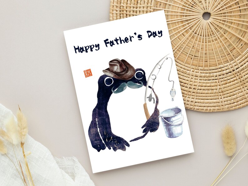 Printable Father's Day Card: Matsumoto Hoji Frog Fishing Cute, Funny ...