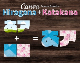 Hiragana and Katakana Canva Frame Template, Japanese Character Canva ...