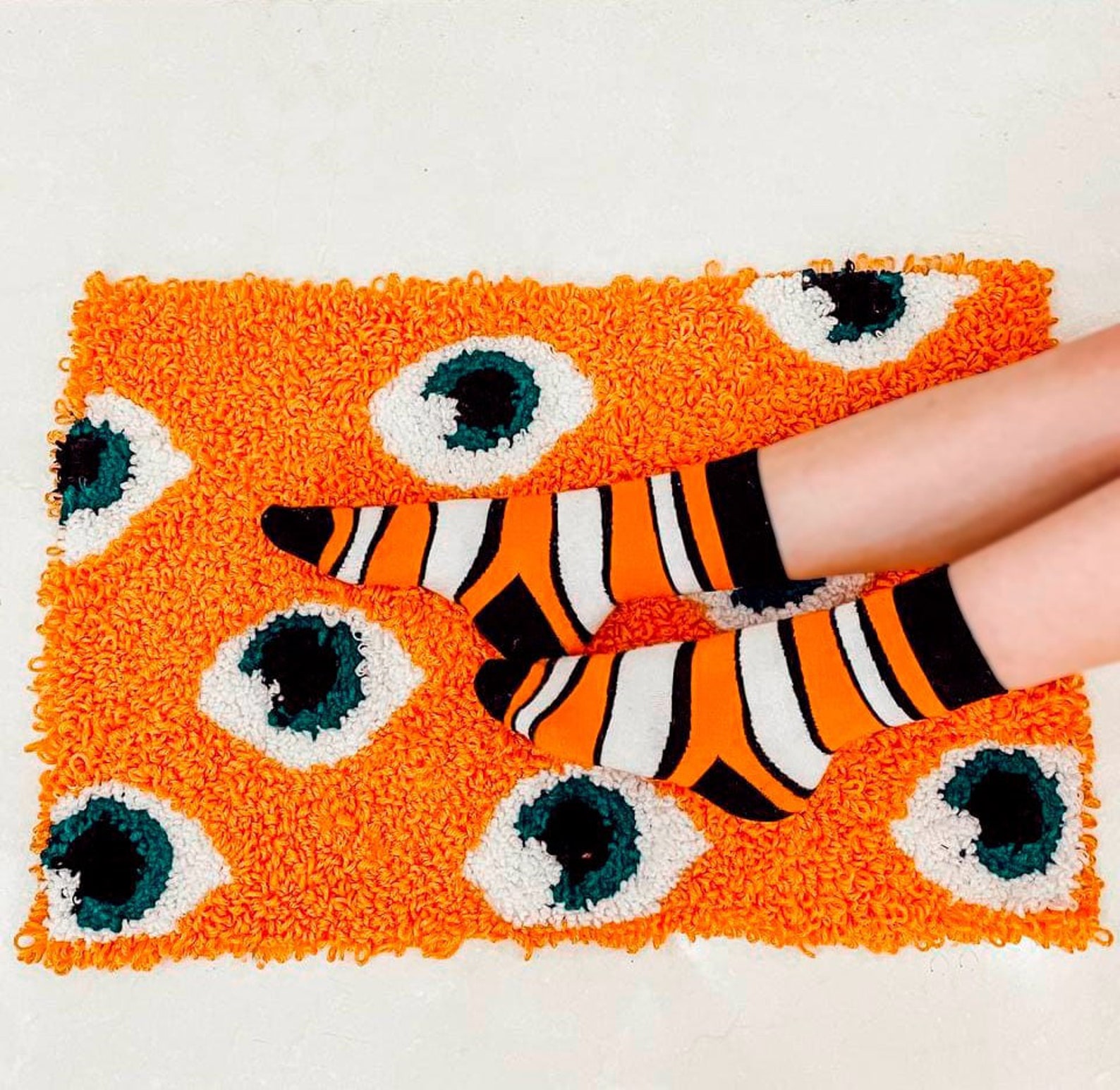 Handmade braided rug Punch needle pattern rug yarn | Etsy