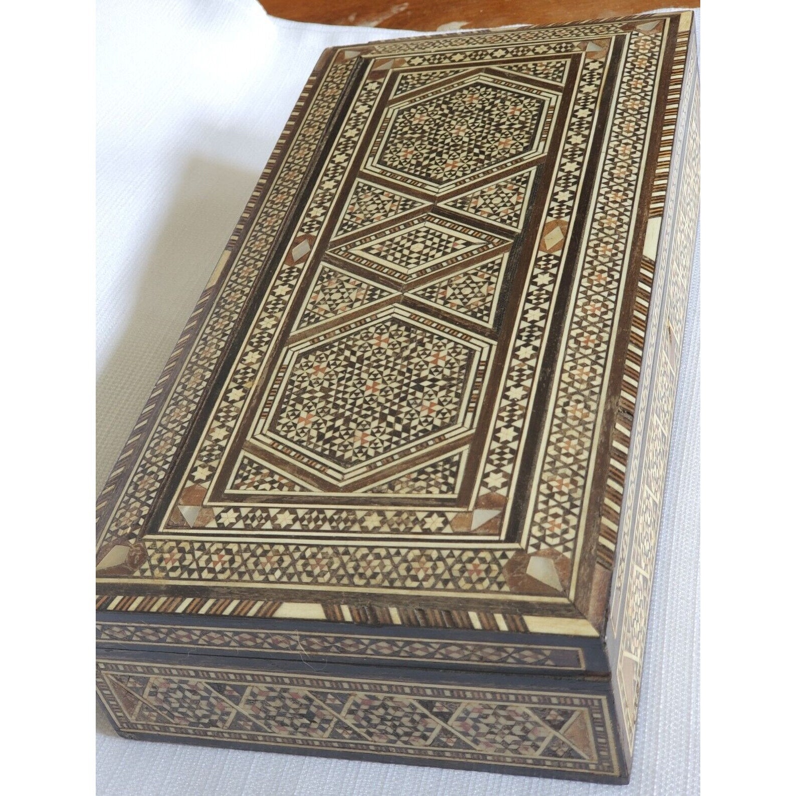 VTG Rare Middle Eastern Syrian Micro Mosaic Khatam Inlaid Jewelry Box ...