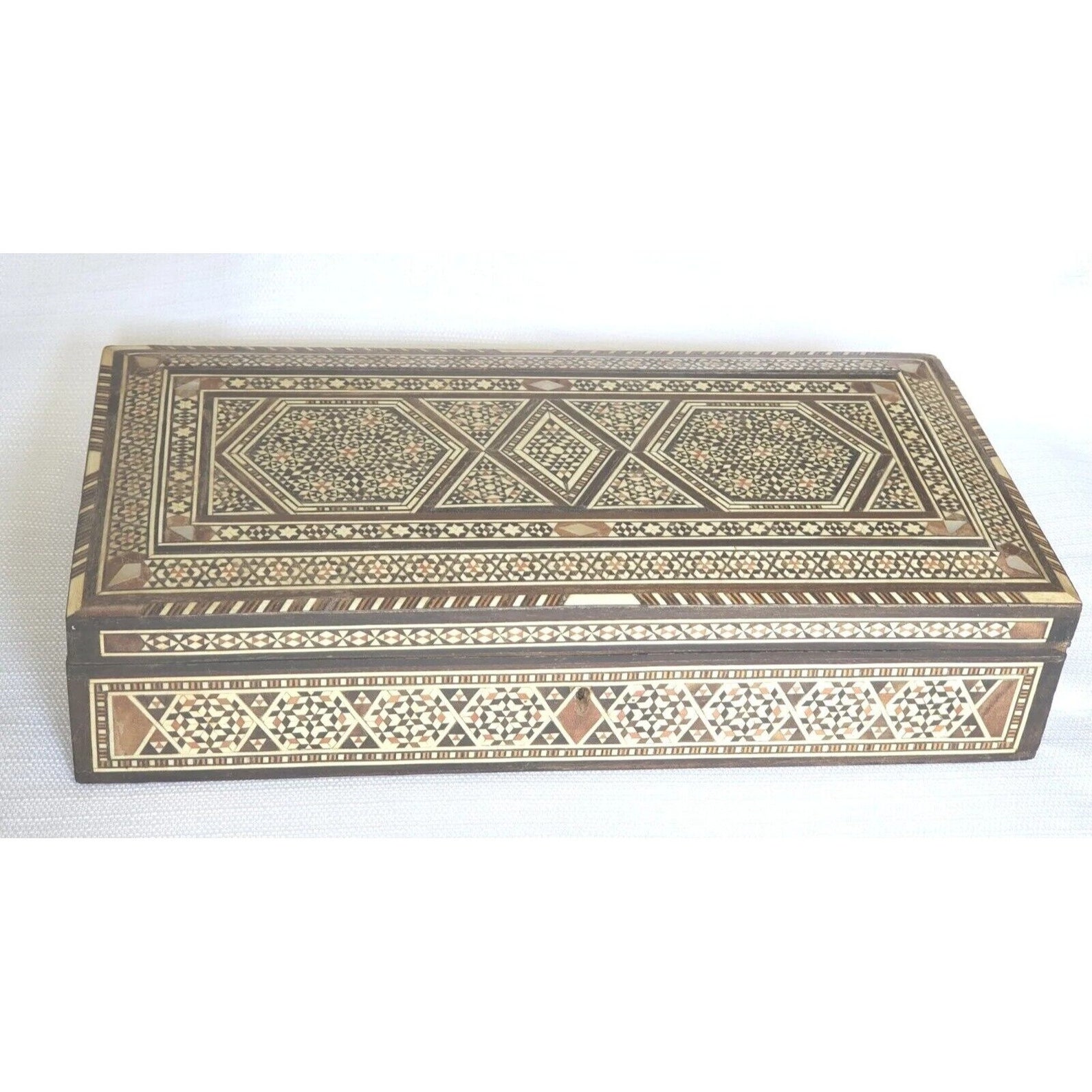 VTG Rare Middle Eastern Syrian Micro Mosaic Khatam Inlaid Jewelry Box ...