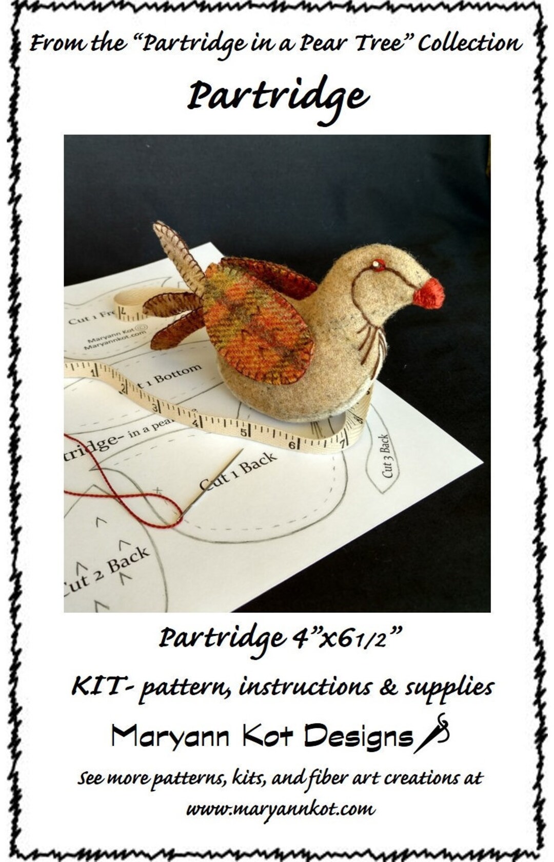 Partridge Applique Kit - Partridge in a Pear Tree - Partridge ...