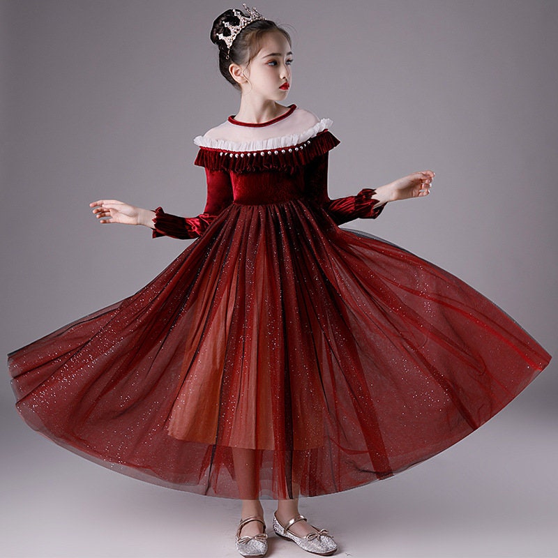 Children's Red Princess Dress Girl Tutu Skirt Christmas Dress Little ...