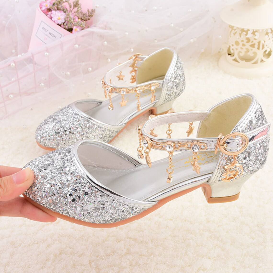 Girls Princess Shoes Little Girls Crystal Slippers Dress Shoes - Etsy