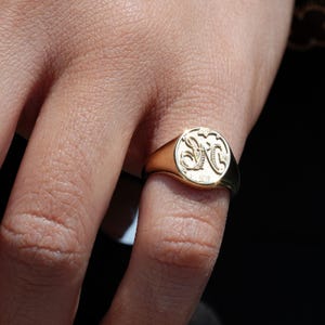 Custom Initial Ring, Signet Rings, Hand Etched Ring, Vintage Rings With Name, Personalized Gift ...