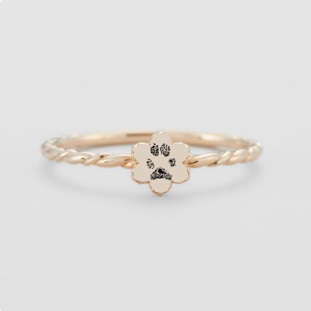 Custom Paw Print Ring, Vintage Floral Ring, Personalized Jewelry for ...