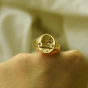 Custom Dog Signet Ring, Pet Memorial Ring, Hand Etching Ring, Pet ...