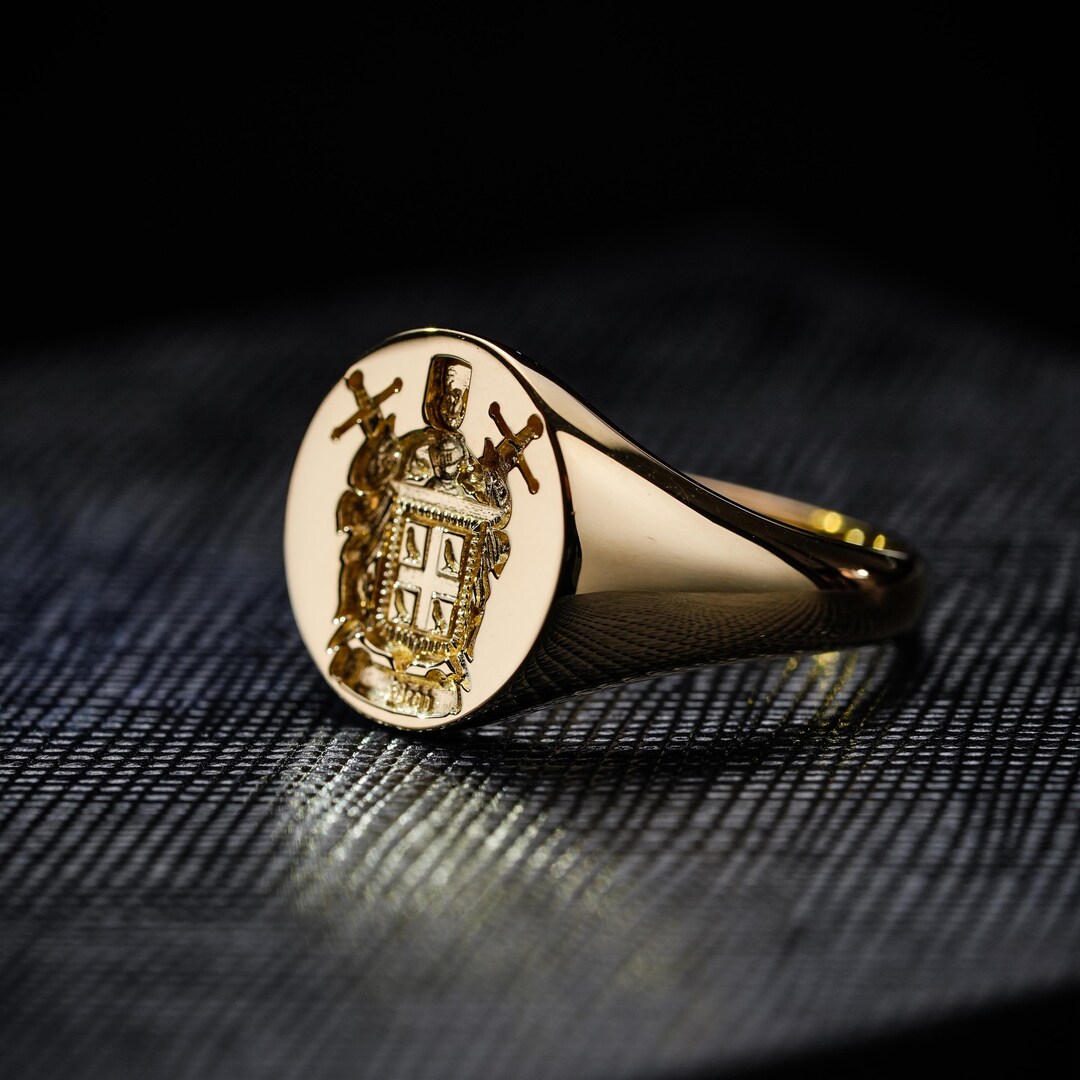 Custom Signet Ring, Family Crest Picture Ring, Hand Etching Ring ...