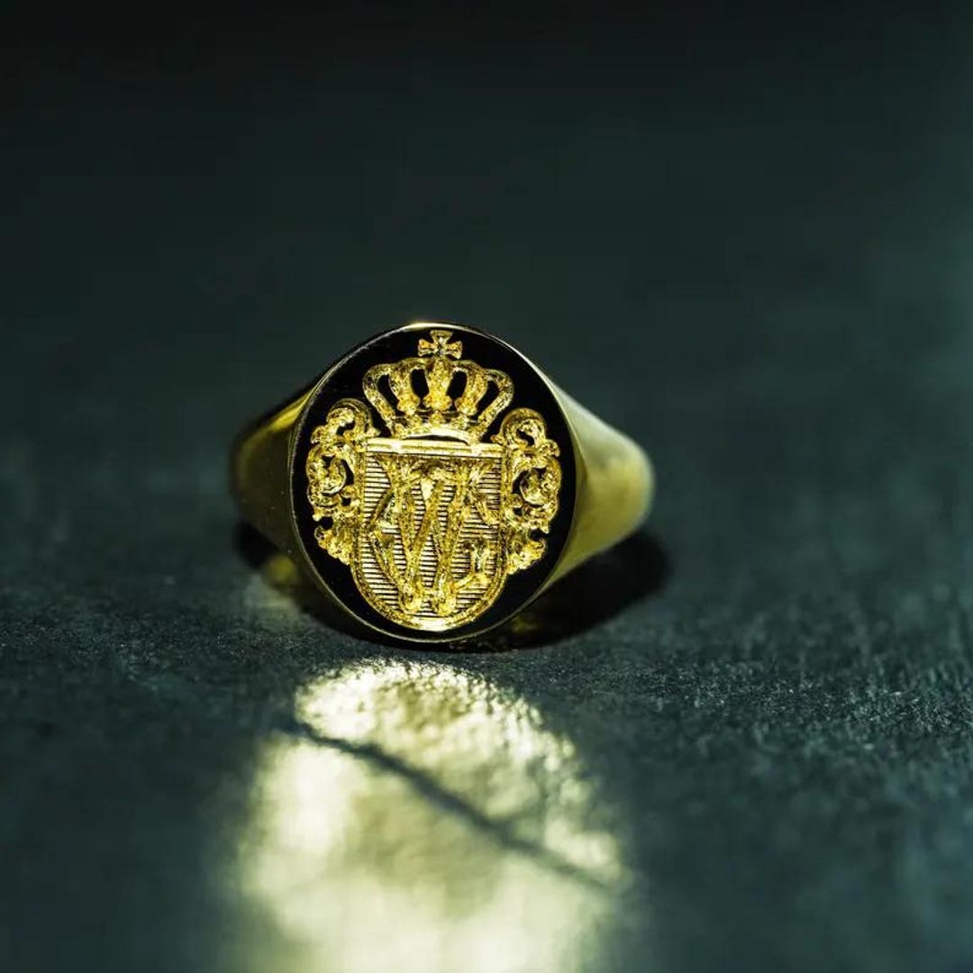Custom Signet Ring, Family Crest Photo Ring, Hand Etching Ring, Signet ...