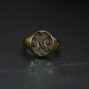 Custom Initial Ring, Signet Rings, Hand Etched Ring, Vintage Rings With Name, Personalized Gift ...