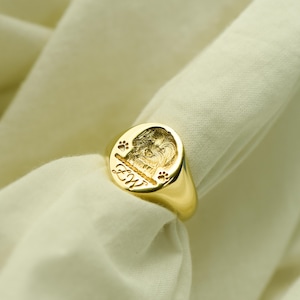 Custom Dog Signet Ring, Pet Memorial Ring, Hand Etching Ring, Pet ...
