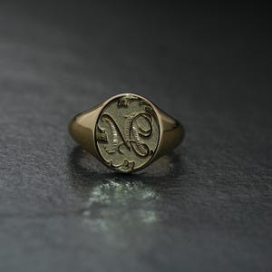 Custom Initial Ring, Signet Rings, Hand Etched Ring, Vintage Rings With Name, Personalized Gift ...