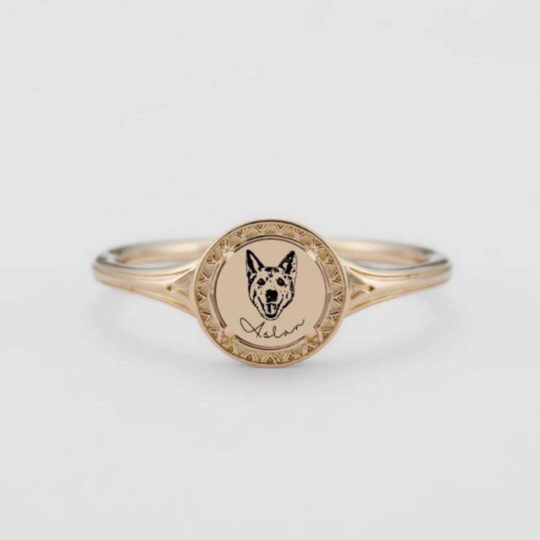 Custom Dog Memorial Ring, Pet Photo Ring, Personalized Pet Ring, Pet ...