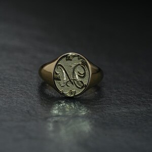 Custom Initial Ring, Signet Rings, Hand Etched Ring, Vintage Rings With Name, Personalized Gift ...