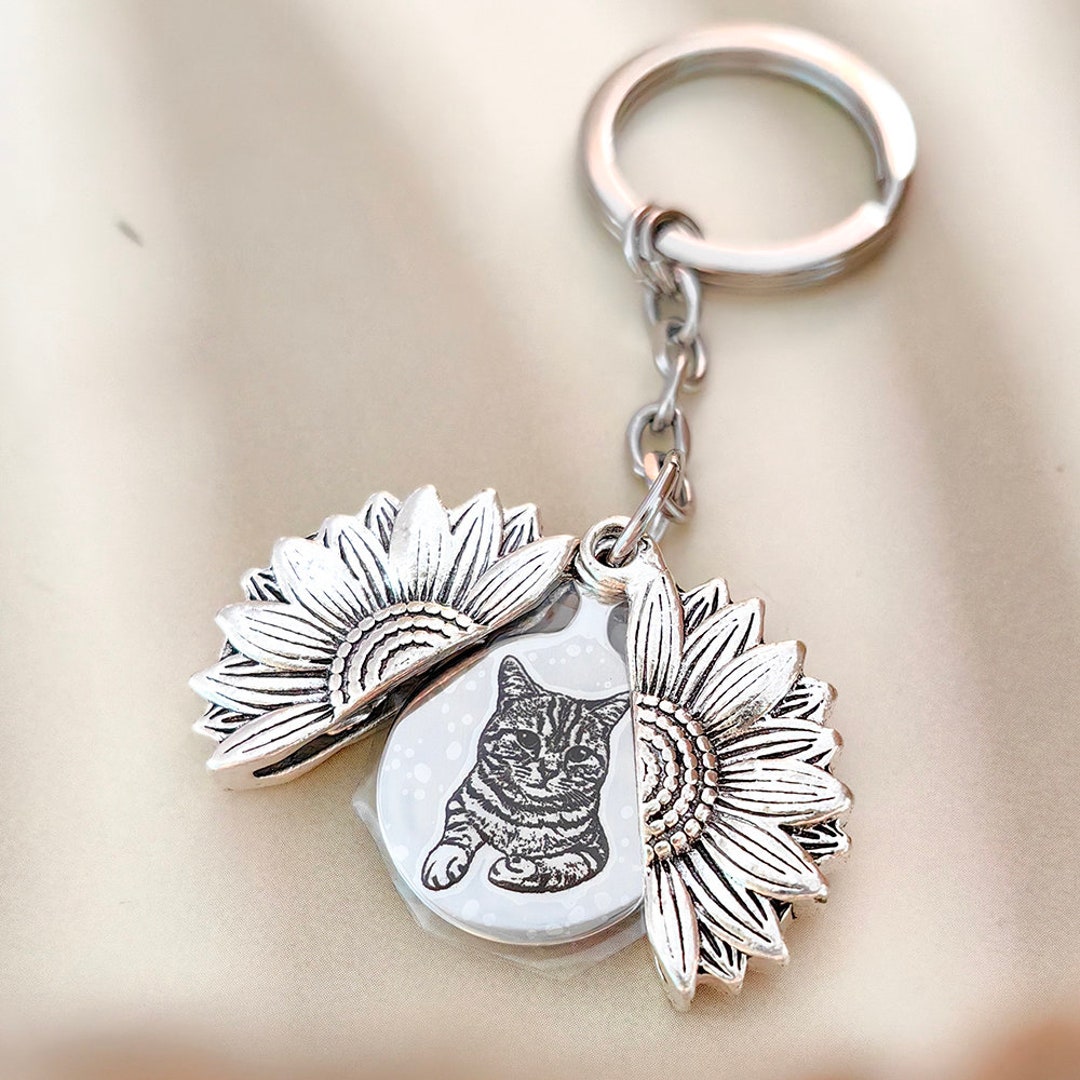 Custom Pet Face Keychain, Cat Face Keychain, Pet Memorial Jewelry, Pet ...