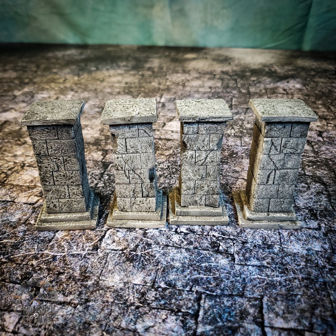 Large Brick 4pc Stone Columns Scatter Terrain for Dnd & Wargames ...