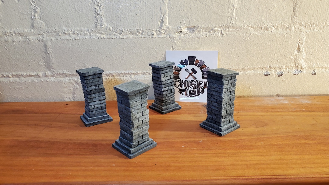 Small Brick 4pc Stone Columns Scatter Terrain for Dnd & Wargames ...