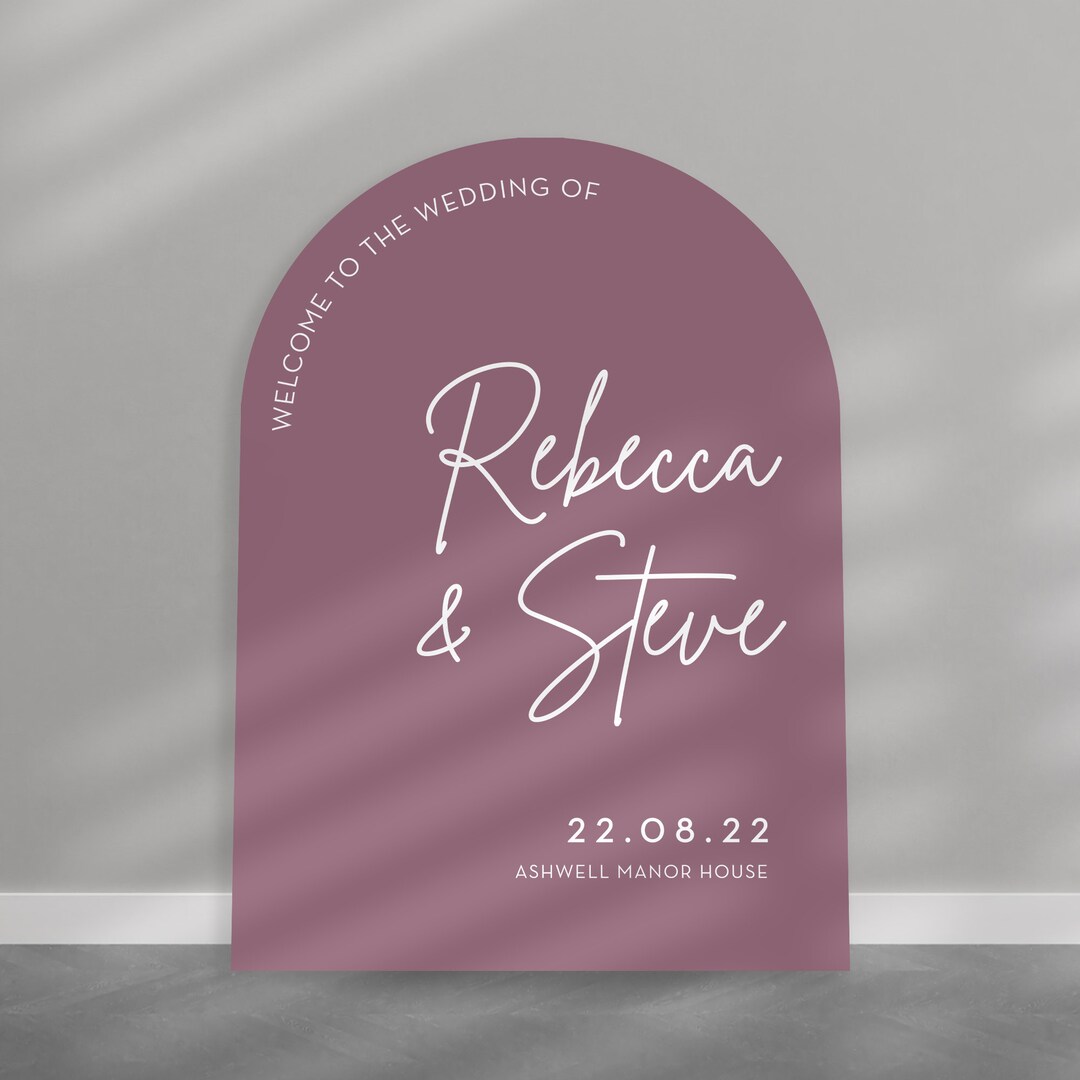 Arched Welcome Wedding Sign: Minimalist Personalized Decor (A1, A2 or ...