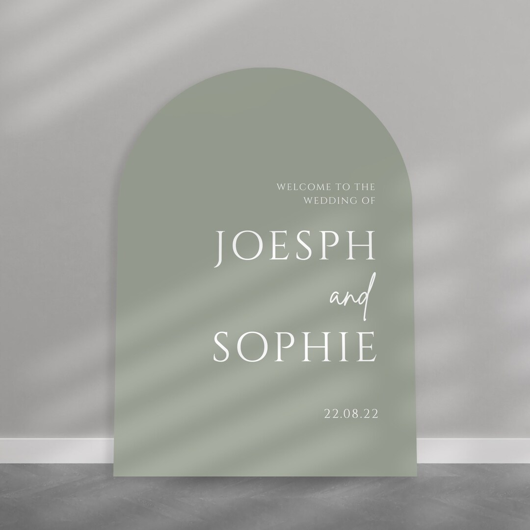 Sage Green Arched Welcome Wedding Sign + Other Colours - Minimalist ...