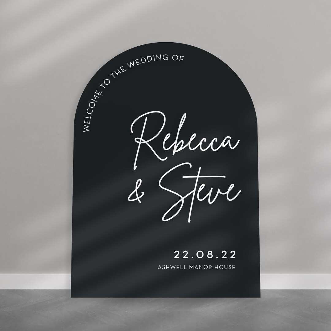 Arched Welcome Wedding Sign + Other Colours - Minimalist Welcome ...