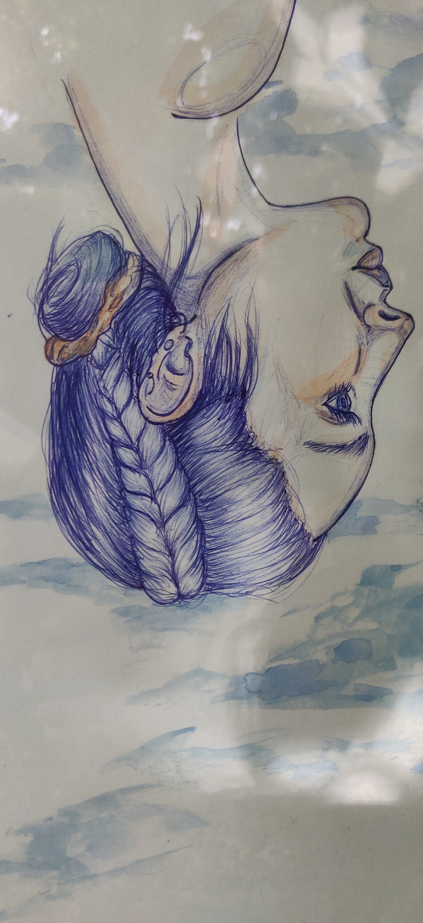 Inverted Profile Woman. / Watercolor and Ball-pen Ink on Paper / Pastel ...