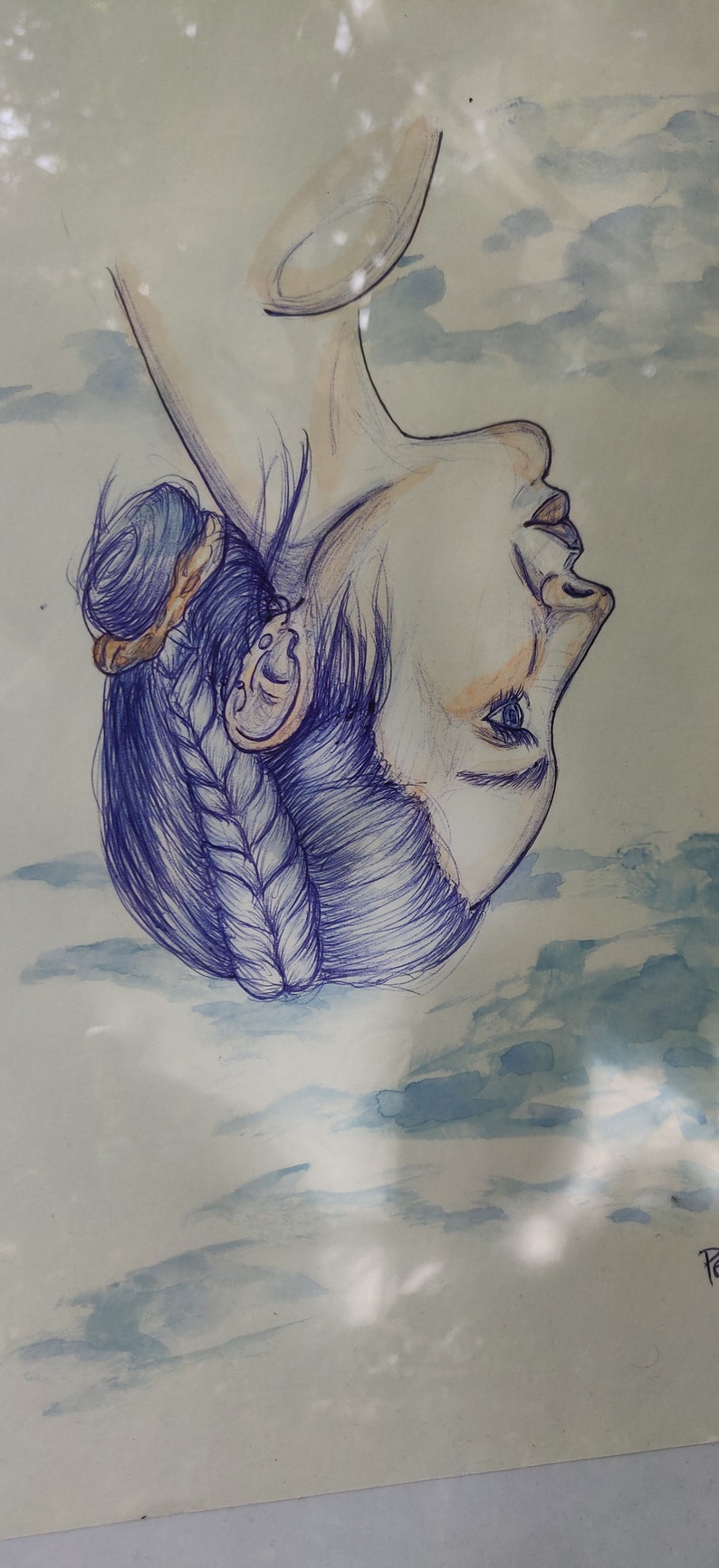 Inverted Profile Woman. / Watercolor and Ball-pen Ink on Paper / Pastel ...