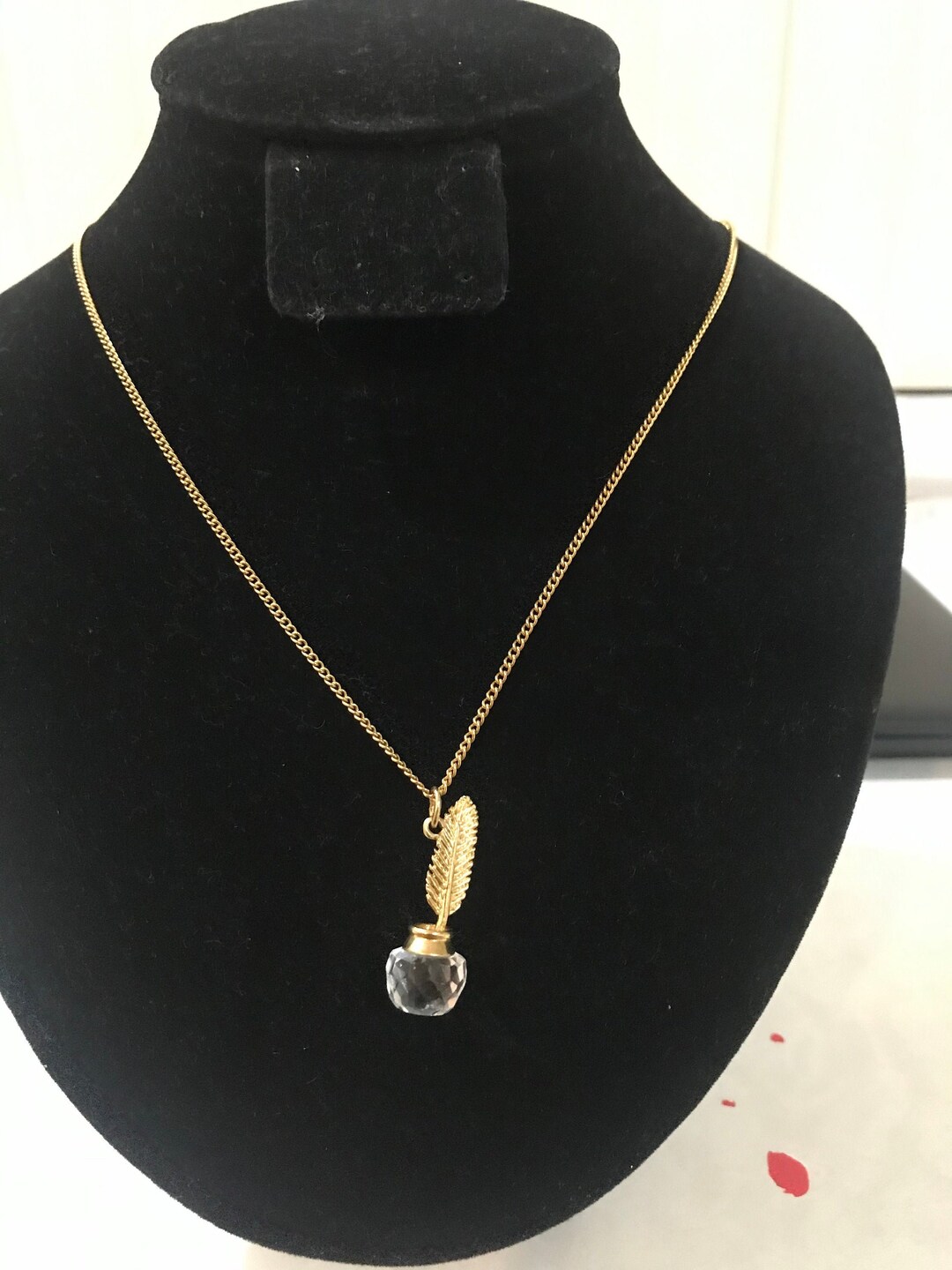 Swarovski Crystal Necklace With Feather in Ink Pendant Etsy Canada