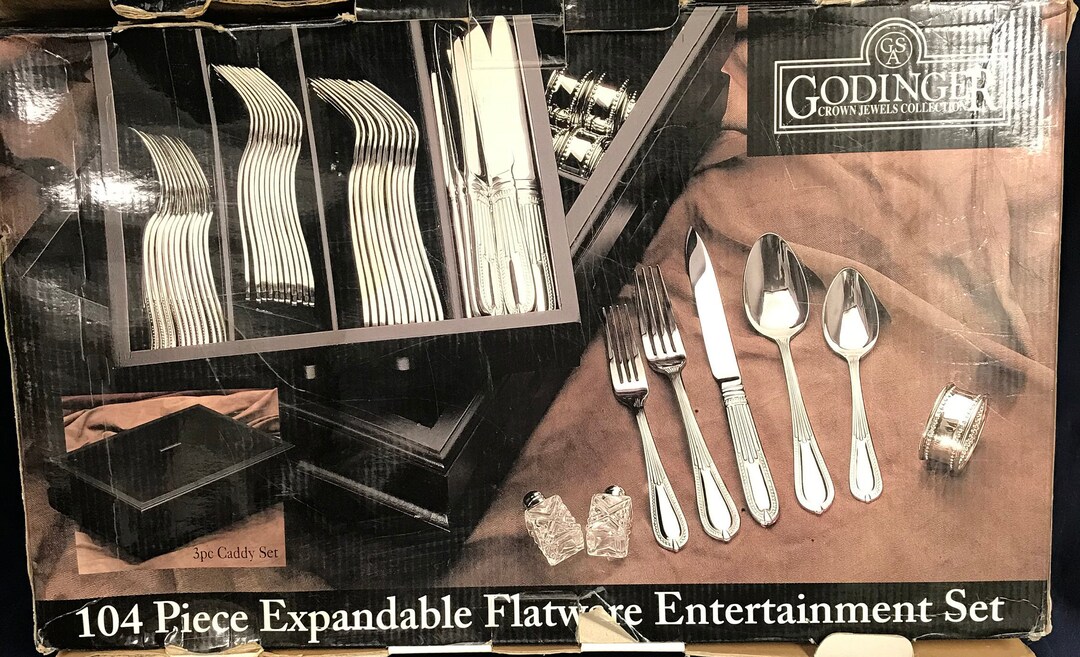 Vintage Godinger 104 Piece Expandable Flatware Entertainment Set - Etsy