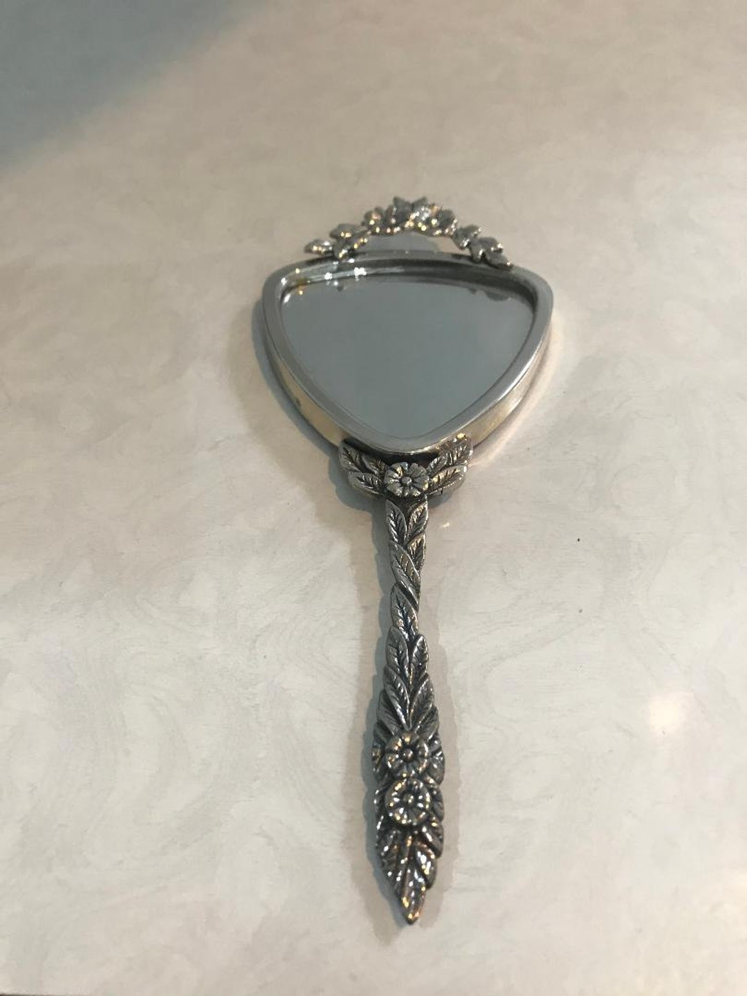 Vintage Sterling Silver Handheld Mirror - Etsy