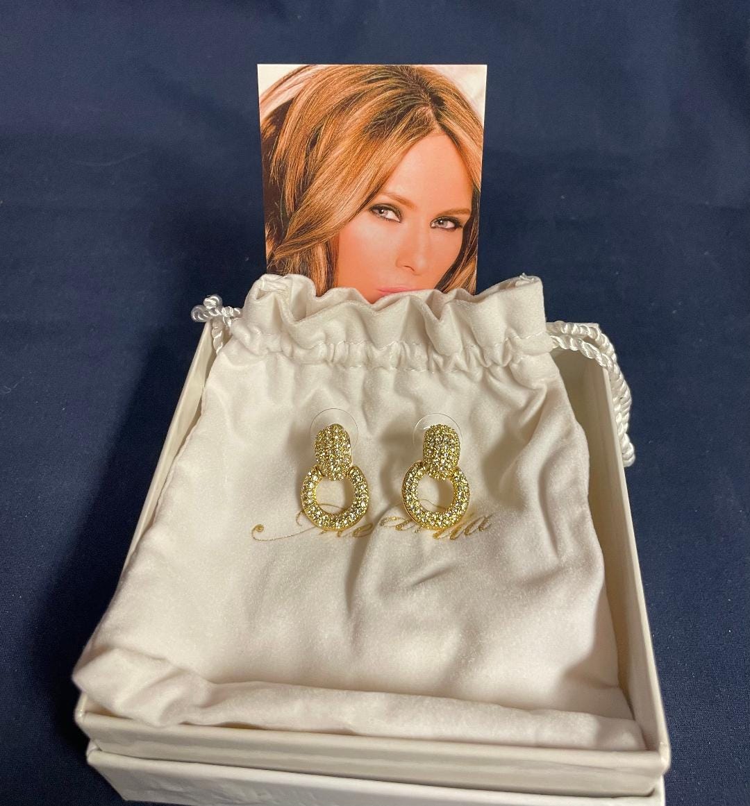 Melania Trump Gold Tone Circle Earrings With CZ - Etsy