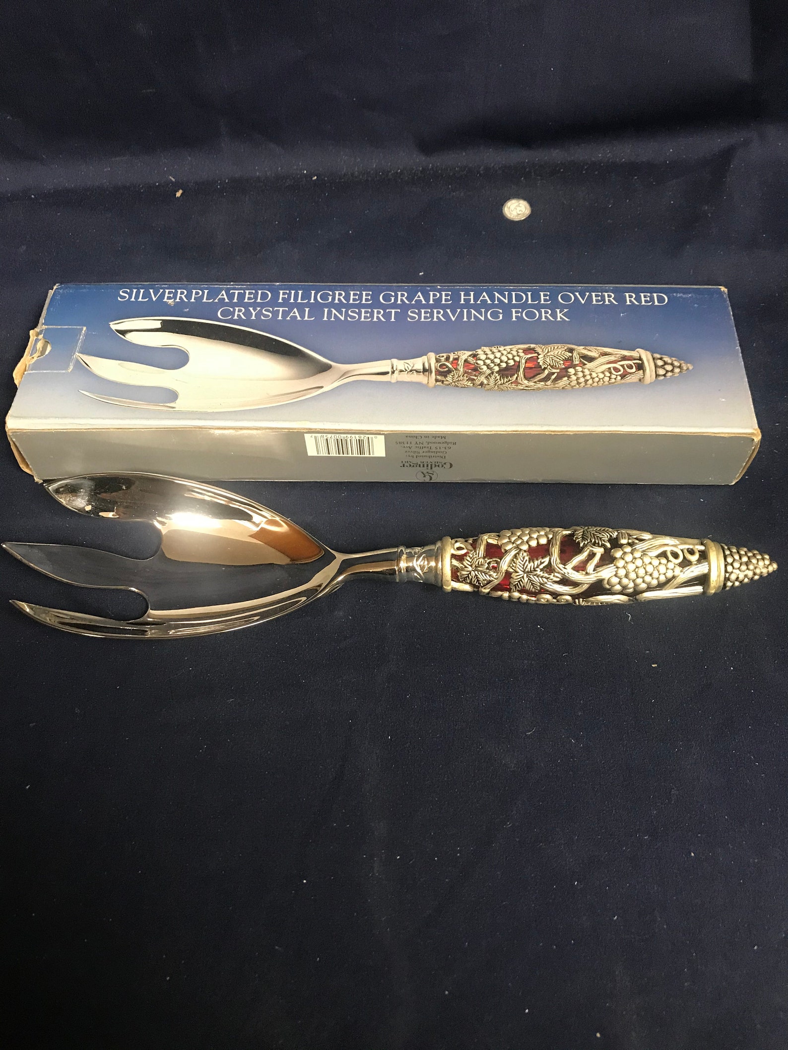 Vintage Godinger Serving Fork With Grape Design Over Red Crystal - Etsy